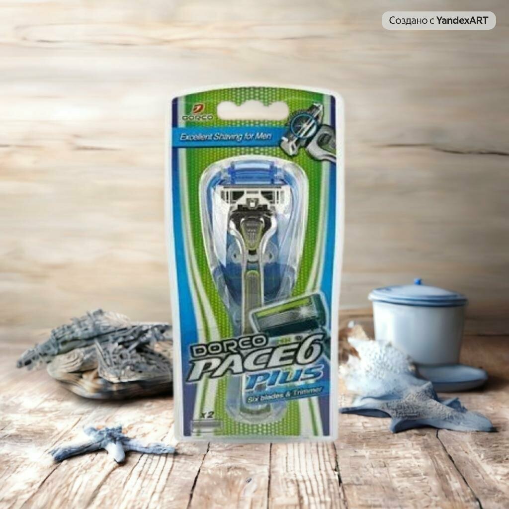 DORCO Станок для бритья Pace6 PLUS + 1 кассета, система 6 лезвий + 1лезвие-триммер