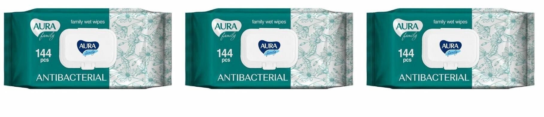 Aura Салфетки влажные, 144 шт, 3 шт.