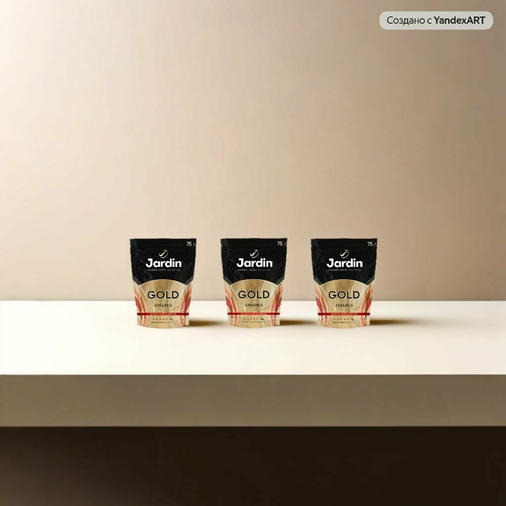 Кофе растворимый Jardin "Gold", 100%, арабика, вкус сливочной ванили, 75г - 3 штуки