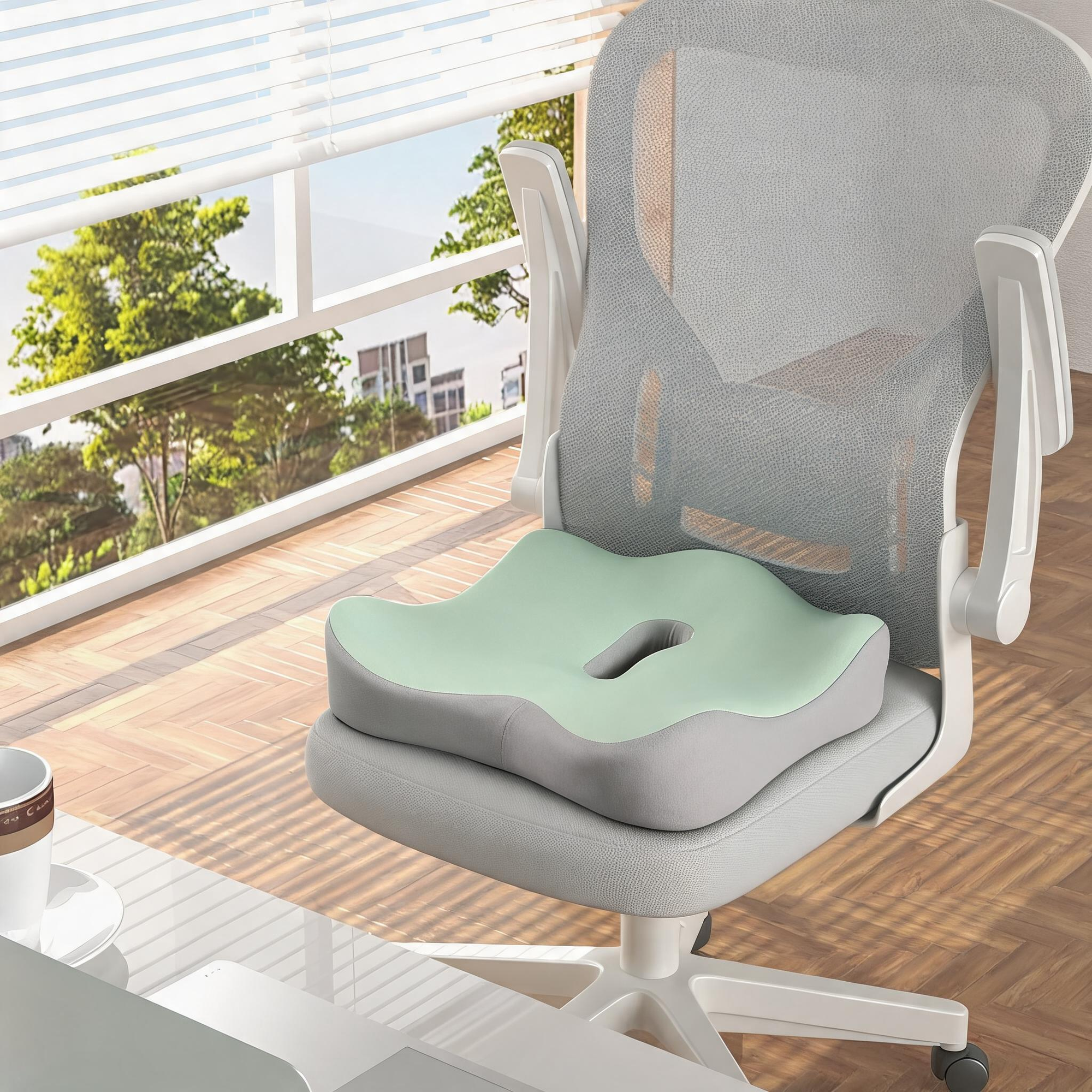 【Ergonomic Office Seat Cushion】3-Zone Memory Foam Lumbar Support Pillow Breathable Posture Corrector for Car Office Wheelchair