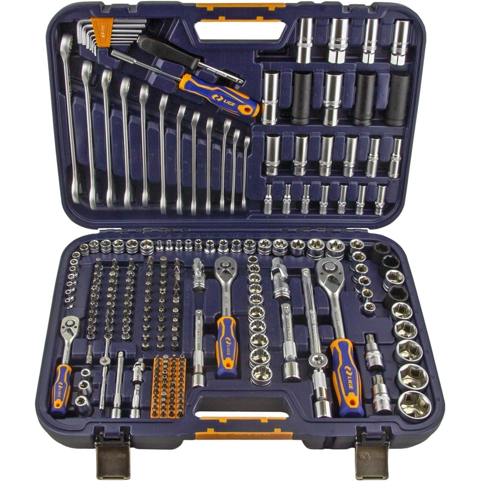 LG-S1218 Набор инструмента 1/2"&1/4"&3/8" 6-гранный 218пр, в кейсе LG-S1218 LIGE