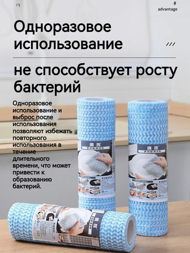 QIANHUI Салфетки для уборки, Лазурный волнистый узор, 30*30 см, 40 шт.