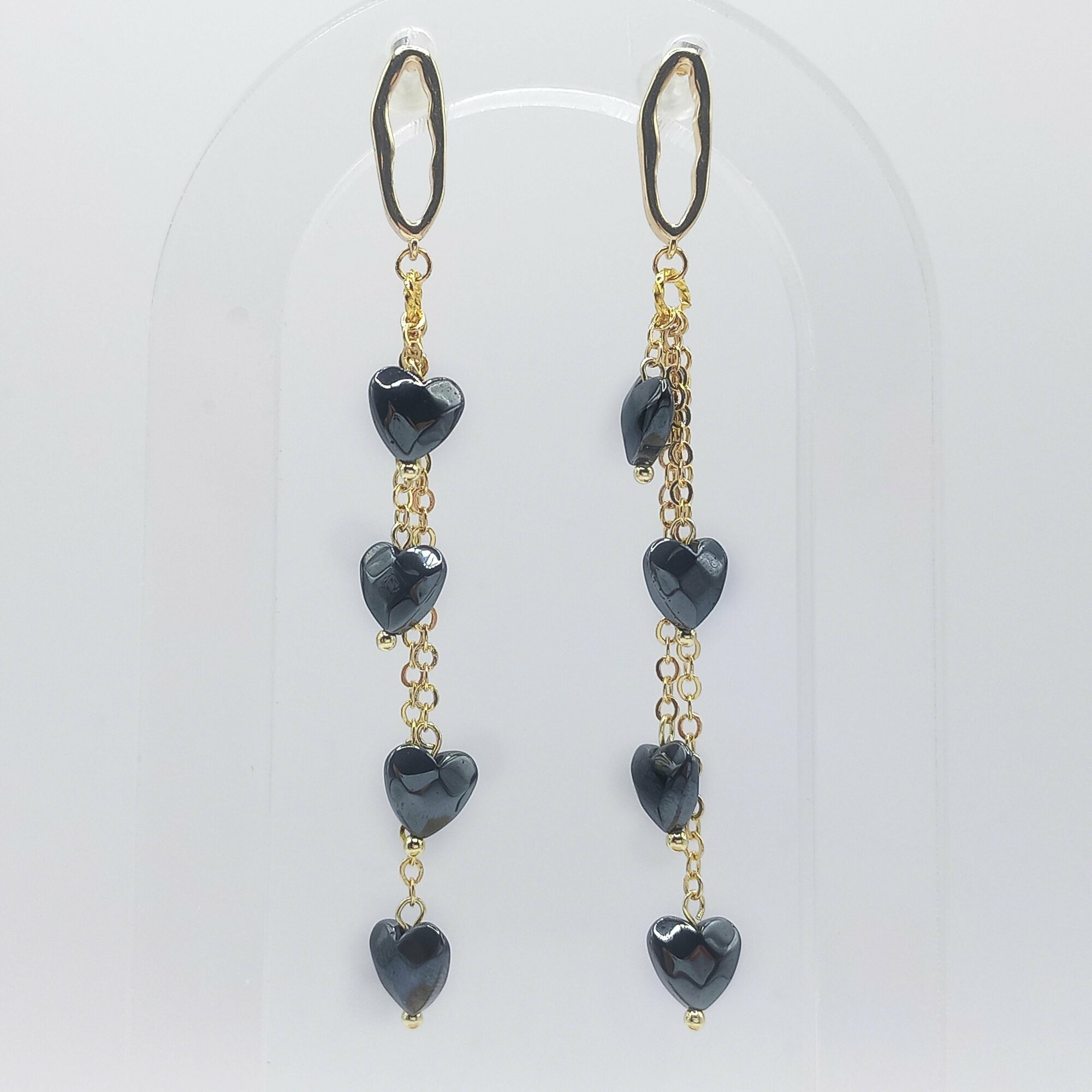 Серьги цепочки, с подвесками, гематит