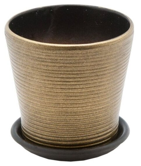 Горшок керамический с подставкой Engard 0,5 л бронзовый 11,3х11,3х10,5 см (BH-05-11)