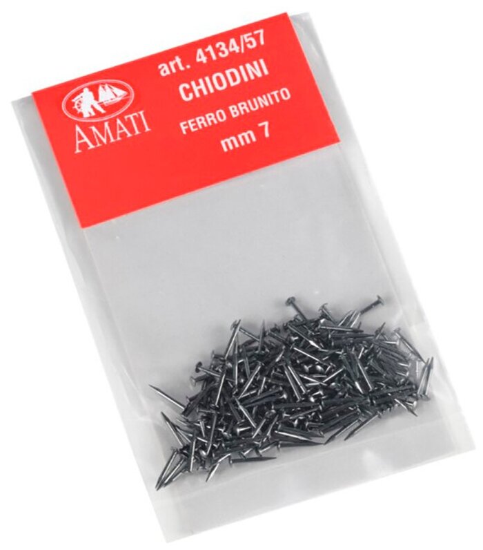 Гвоздь черненный, сталь, 7 мм, 200 шт, для моделизма, Amati