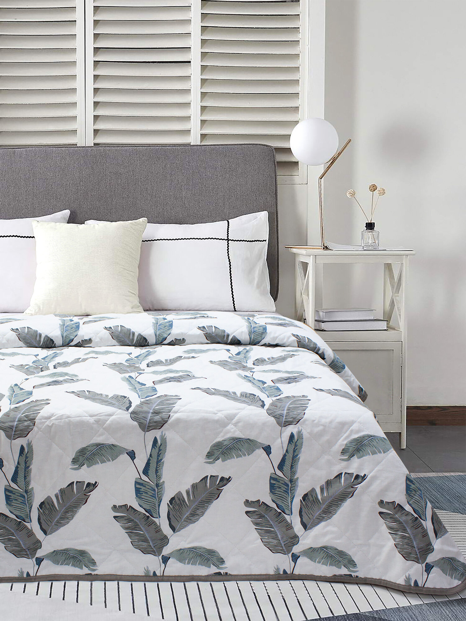 Двухстороннее стеганное покрывало PB-016 Elintale (серый-белый), Покрывало 150x215