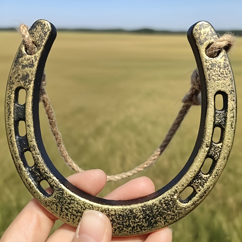 Декоративная подкова на удачу 3D в стиле рустик с джутовой веревкой, цвет бронза, 1 шт. для дома, сада и дверей