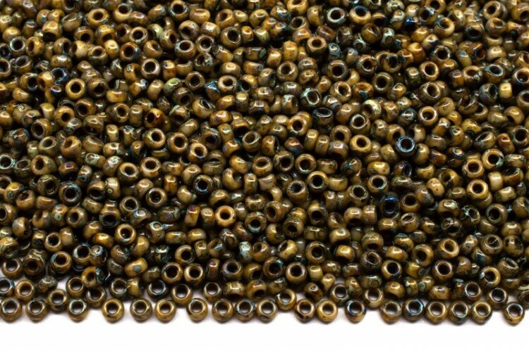 Бисер японский MIYUKI круглый 15/0 #4517 коричневый, непрозрачный пикассо, 10 грамм