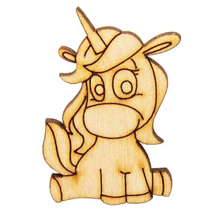 Заготовка из дерева с контуром Задумчивый единорог 4 х 3,5 см 3 штуки