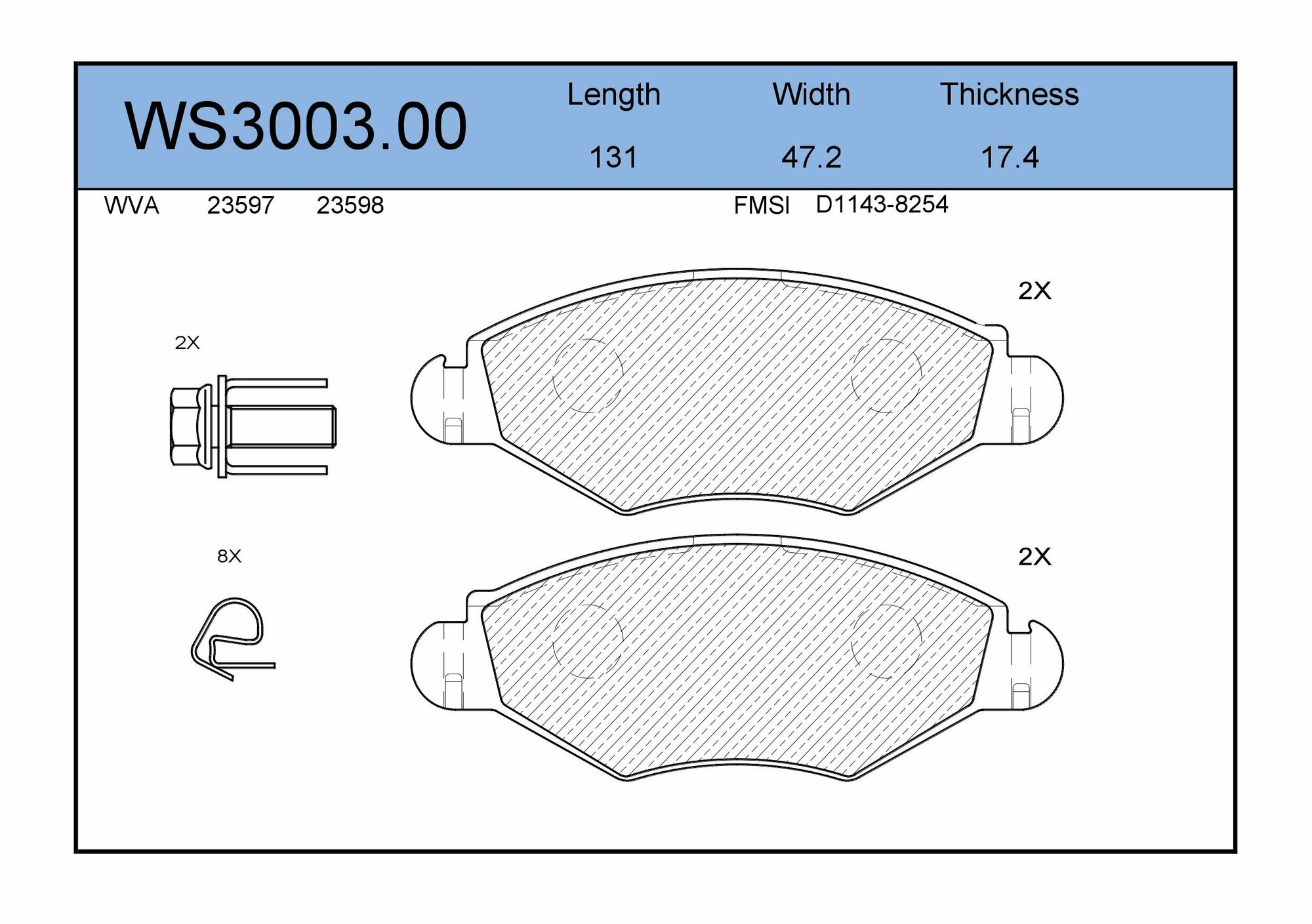 Колодки тормозные дисковые перед JEENICE WS3003.00