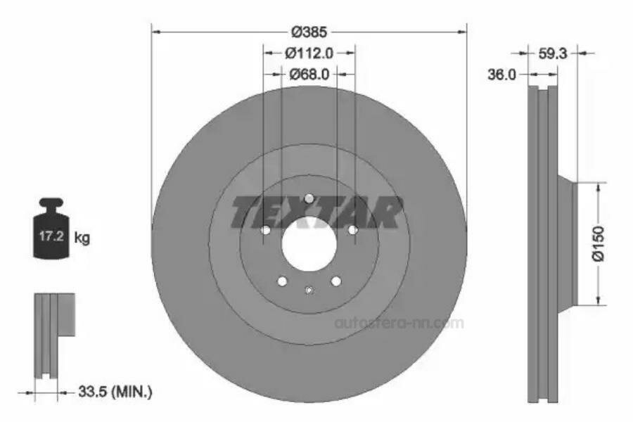 TEXTAR 92184203 92184203 диск тормозной передний!\ Audi A8 03>