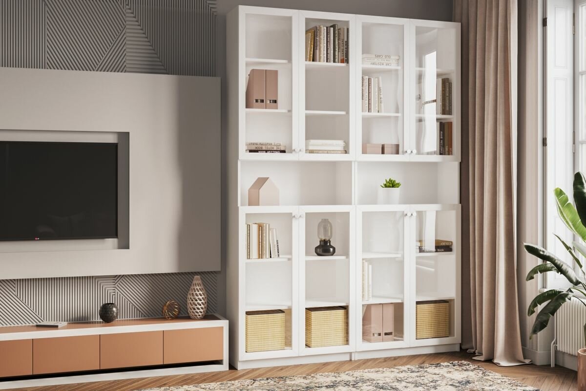 Библиотека Билли-113 Белый для документов для книг для обуви для одежды для посуды восьмидверный 160*237*30