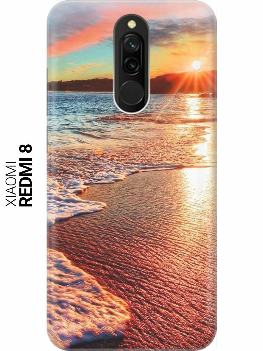 Ультратонкий силиконовый чехол-накладка для Xiaomi Redmi 8 с принтом "Залитый светом пляж"