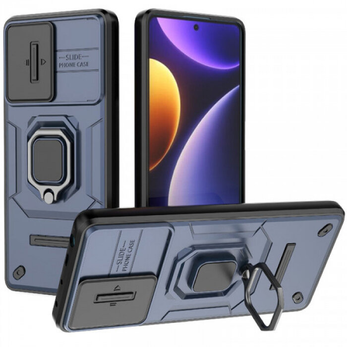 Transformer Ring Holder Противоударный чехол с кольцом и шторкой камеры для Xiaomi Redmi Note 12 Turbo / Poco F5