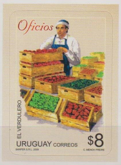 Почтовые марки Уругвай 2009г. "Продавец овощей" Овощи, Продукты MNH