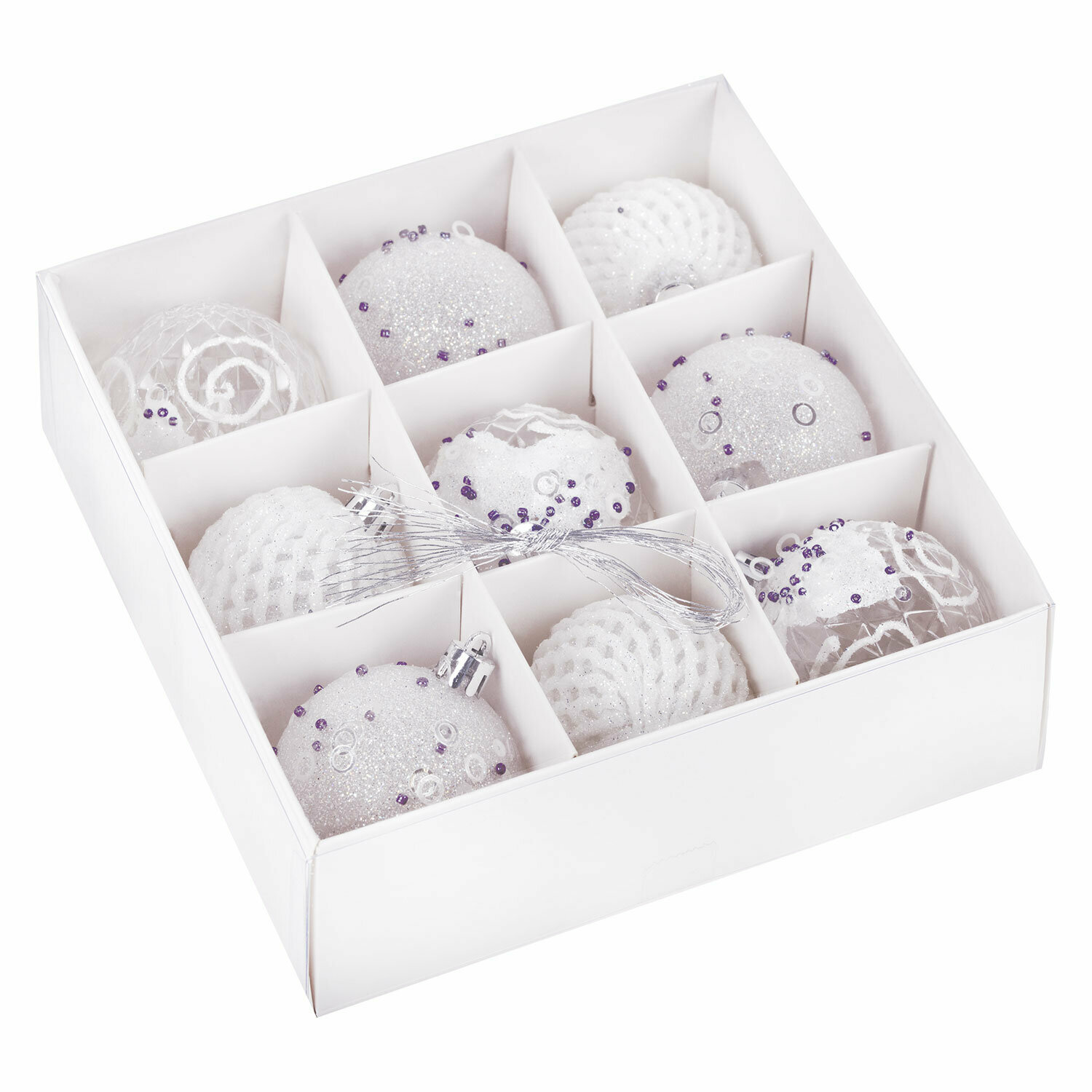 Золотая сказка Шары елочные 9 шт 6 см Crystal Silence белый/серебристый 591988