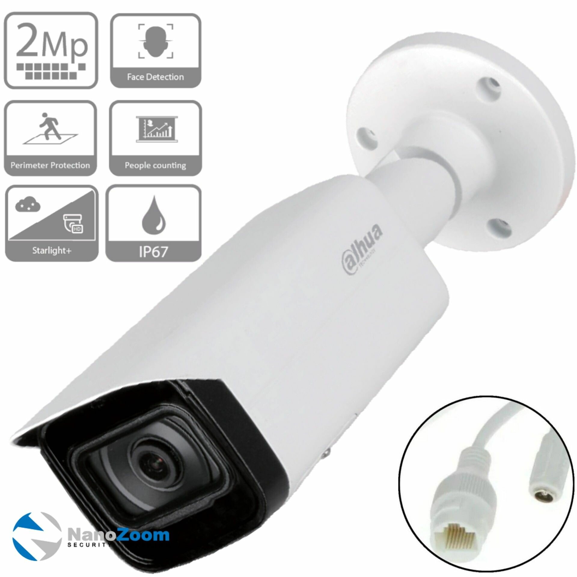 Dahua DH-IPC-HFW5241TP-ASE-0280B 2Мп 2,8 мм камера видеонаблюдения IP внутренняя и уличная, цифровая цилиндрическая IP-видеокамера для улицы и помещений с ИК-подсветкой, 1920x1080 Full HD, CMOS 1/2.8"