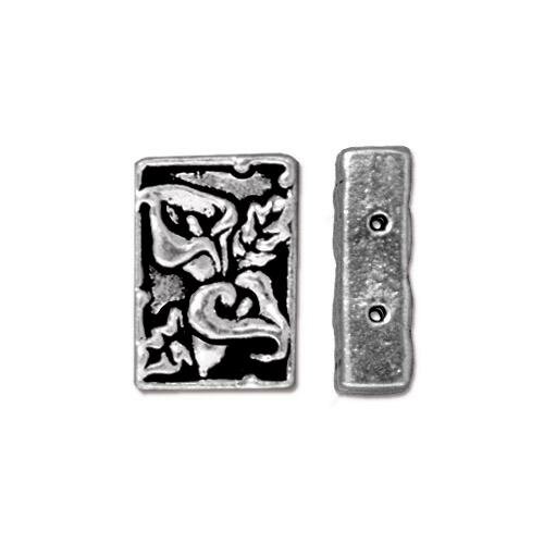 Разделитель 14х10х5мм, TierraCast, прямоугольный, Калла, на два отверстия, базовый материал - оловянный сплав, посеребренная с чернением, 1 шт.