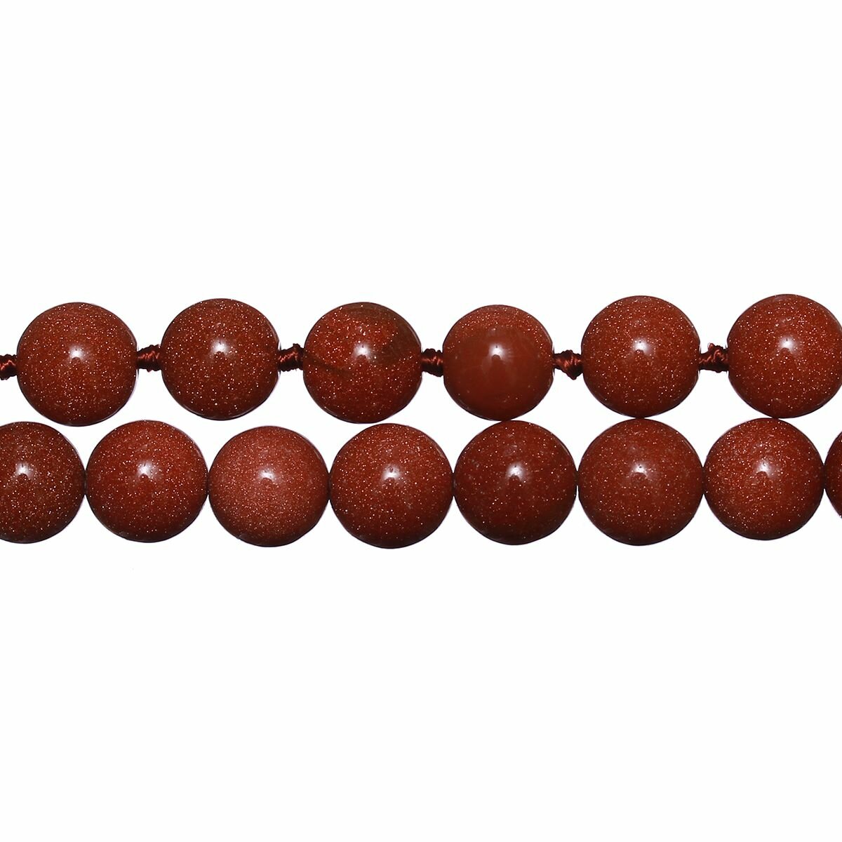Бусины каменные, авантюрин (имитация), коричневый, 10мм, 38 шт, низка