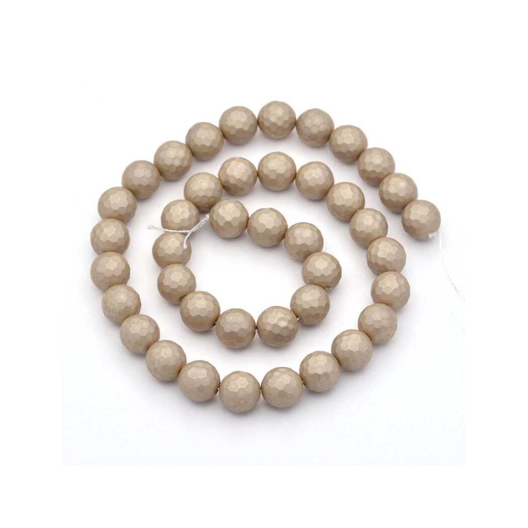 Бусина из ракушки 6мм, жемчуг Майорика, граненый, кофе с молоком, матовый, 34 шт, низка