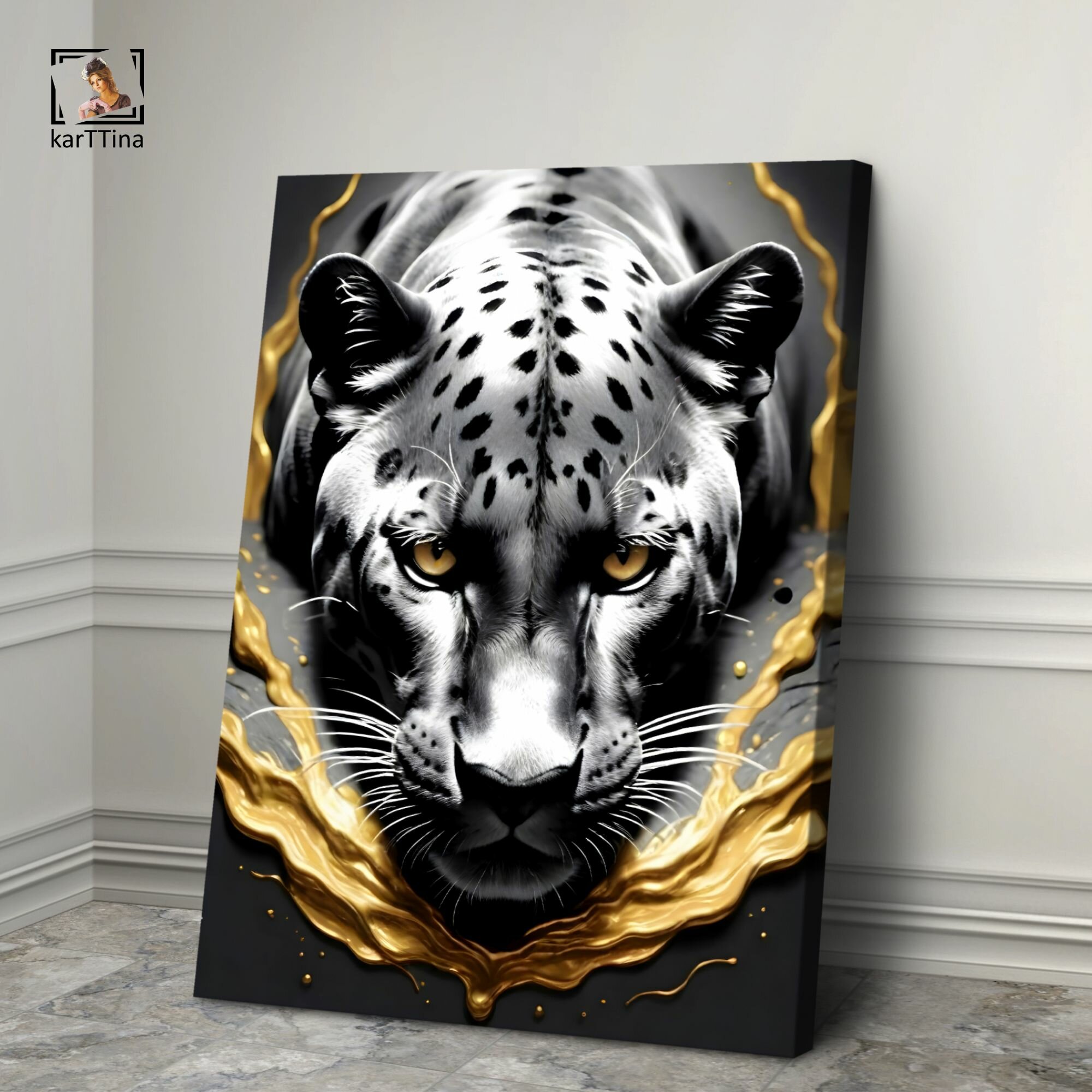 Картина на стену, интерьерная "Взгляд пантеры" 50х70 см