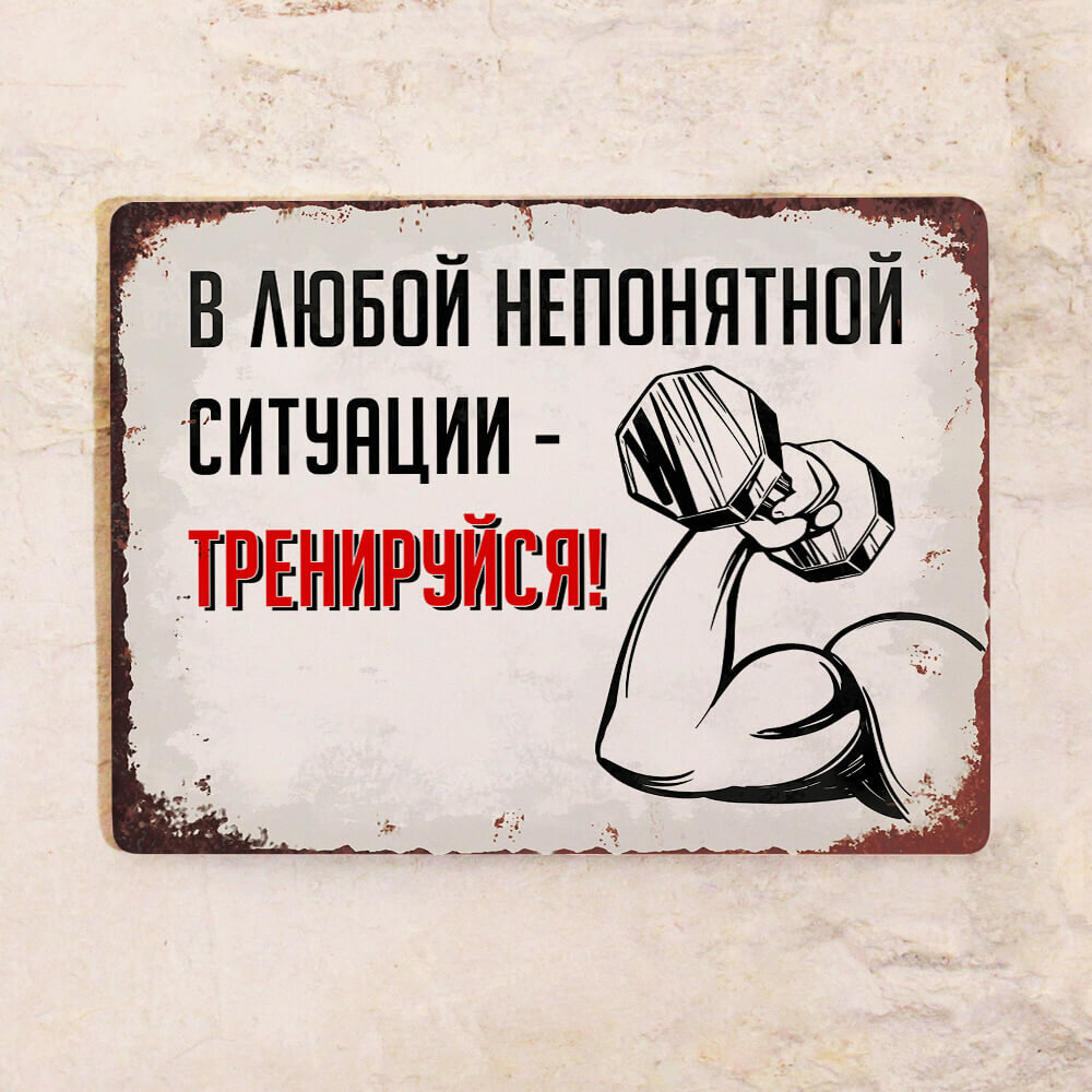 Жестяная табличка В любой непонятной ситуации, металл, 20х30 см
