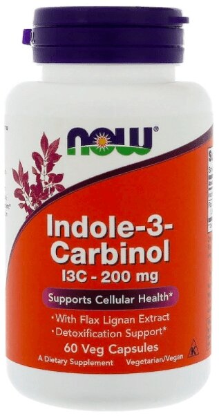 NOW Foods Indole-3-Carbinol, Индол-3-Карбинол 200 мг 60 капсул