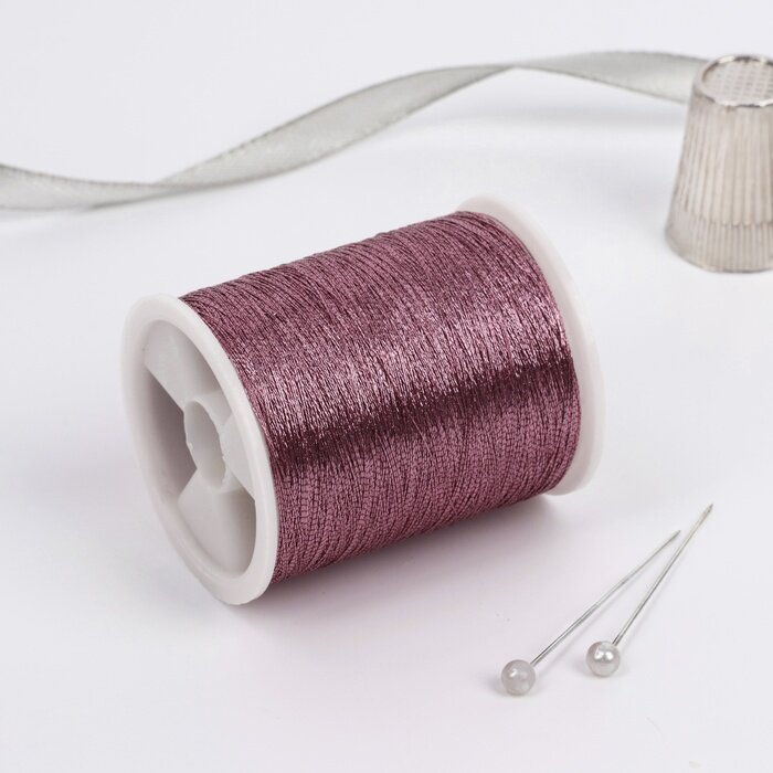 Набор металлизированных ниток, 91 ± 1 м, 6 шт, цвет розовый