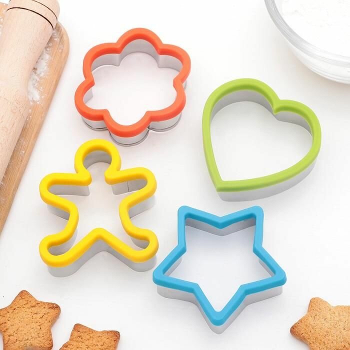 Набор форм для вырезания печенья Доляна Фигурки , 4 шт, 8 2,5 см, цвет