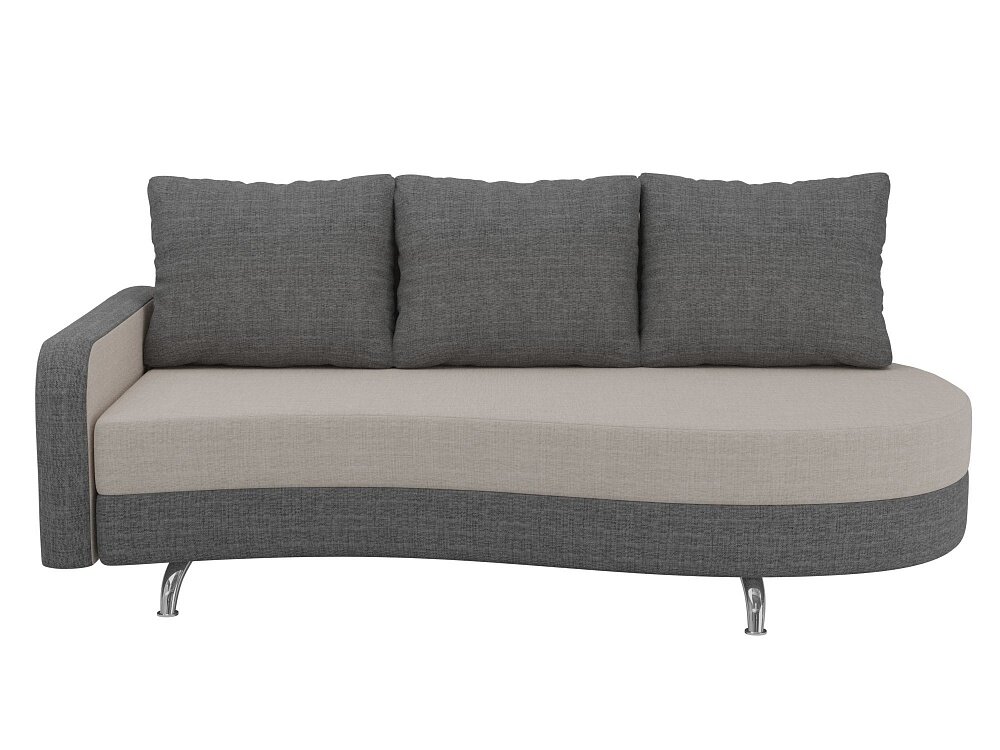 Прямой диван Премьер Серо-Бежевый Рогожка, еврокнижка, 223х102х80 см, с ящиком для белья