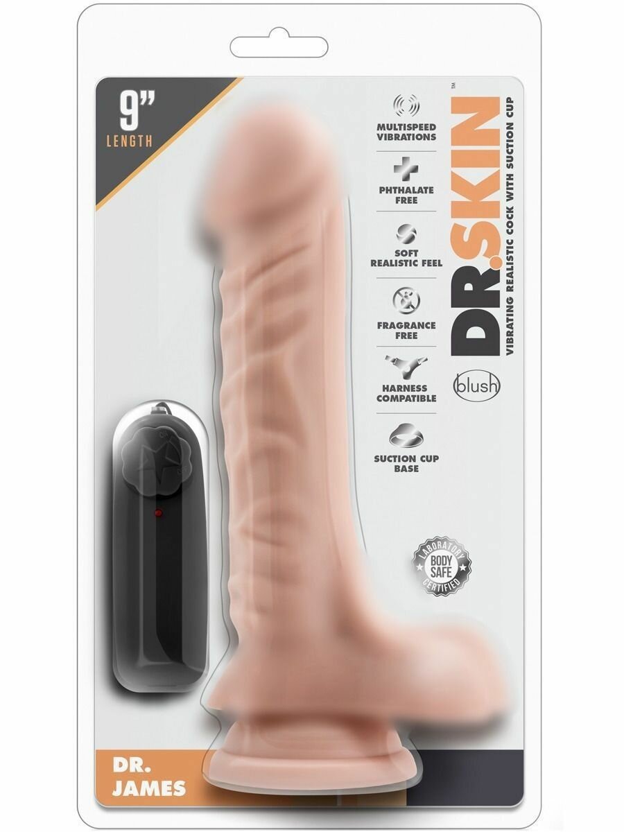 Вибратор на присоске "DR. SKIN DR. JAMES 9INCH VIBRATING COCK" 17см