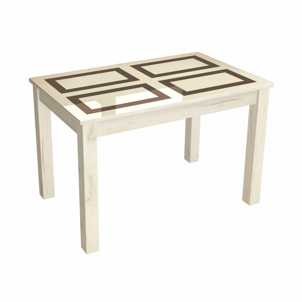 Стол обеденный нераскладной Норман 120,0х80,0х75,0 см, дуб крафт белый/рисунок плитка