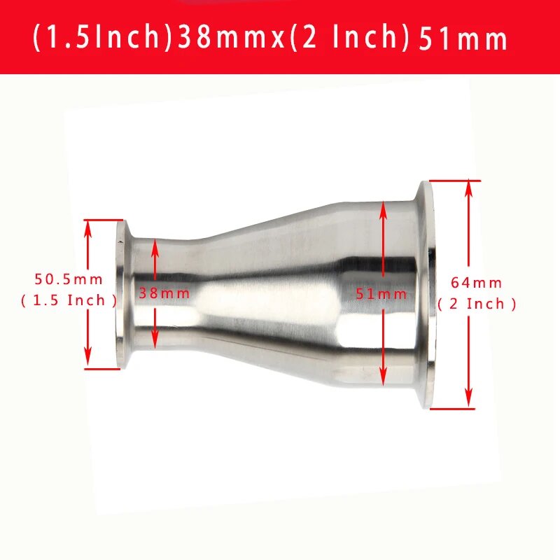 Редуктор соединитель нержавеющая сталь Tri Clamp 19-38 мм 38mm to 51mm