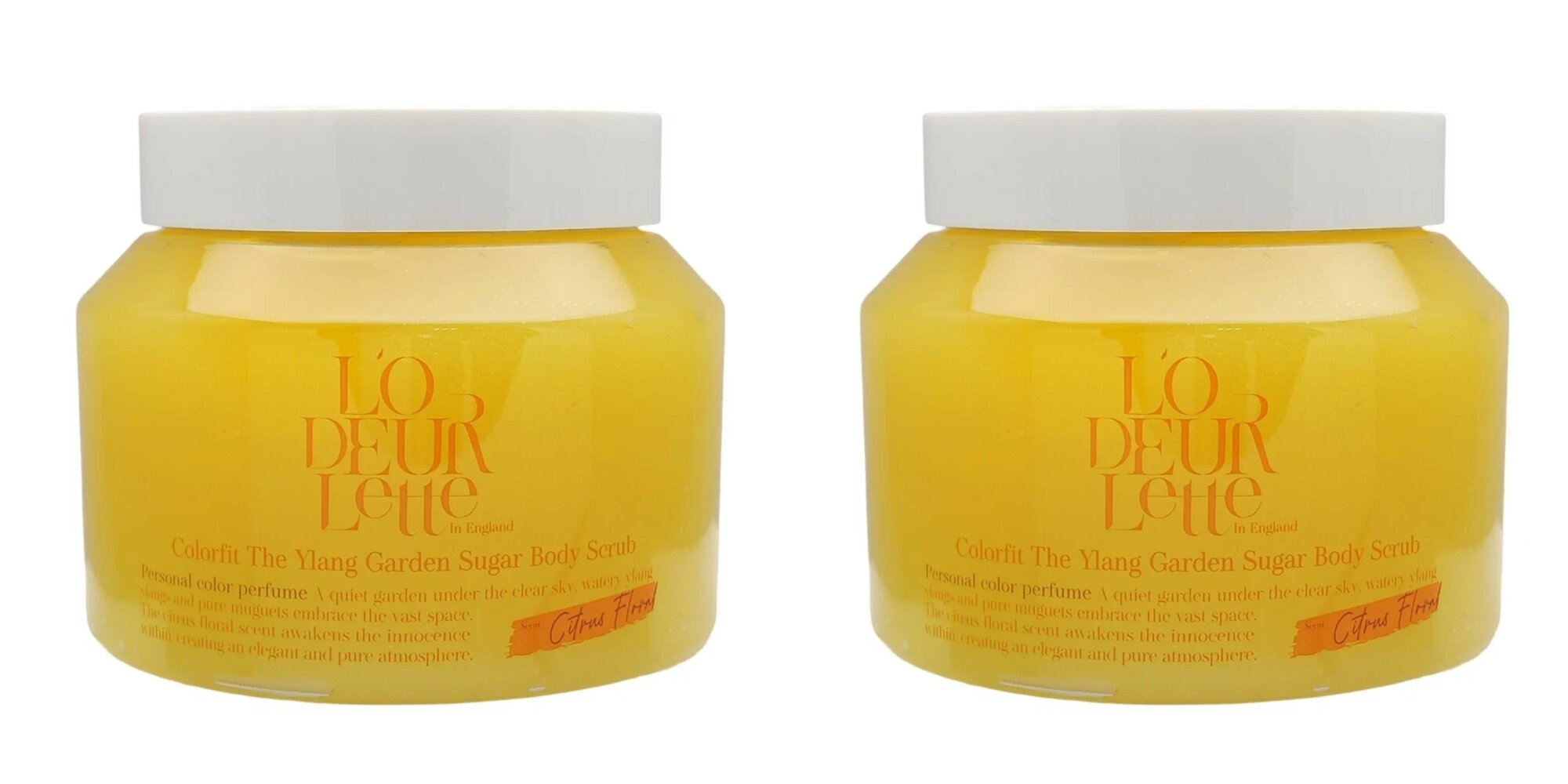 Сахарный скраб для тела Lodeurlette с ароматом иланг-иланг In England Colorfit The Ylang Garden Sugar Scrub, 500 гр, 2 шт