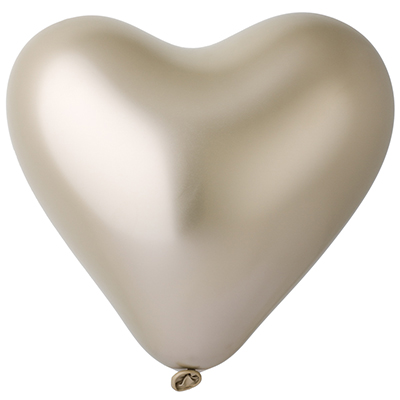 Шар латексный ненадутый Сердце 12"/88 Хром Shiny Gold 30 см (25 в уп)