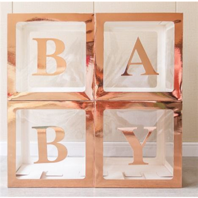 Коробка д/шаров Baby роз золото 30см 4шт