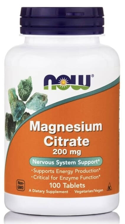 NOW Foods Magnesium Citrate, Магний Цитрат 200 мг 100 таблеток
