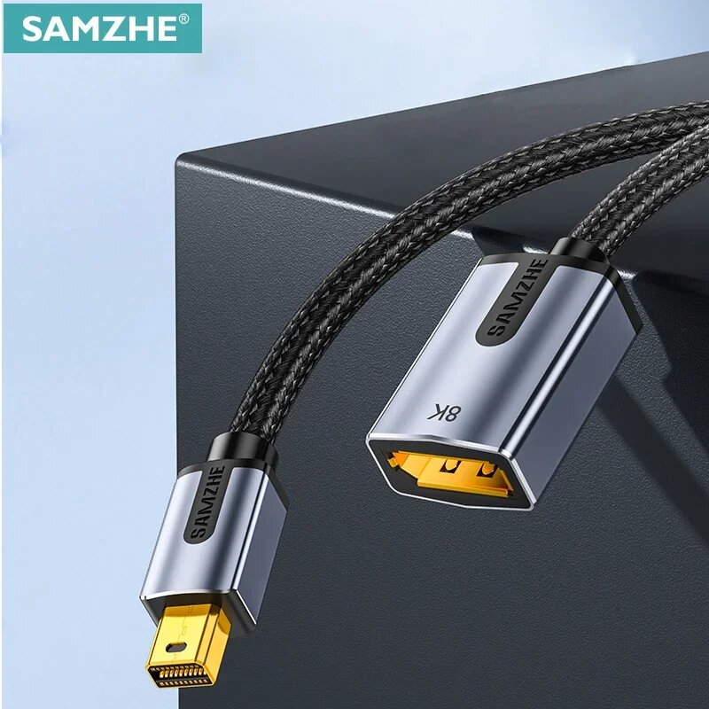 SAMZHE Mini DP к DP Female Port Converter Mini Display port To DP Cable 8K TV Projector для Apple MacBook Pro