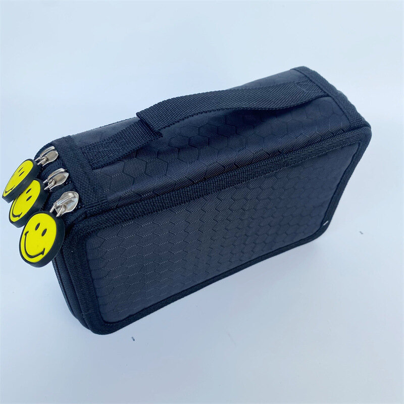 Пенал "Смайлик", для студентов, 32 отделения, черный