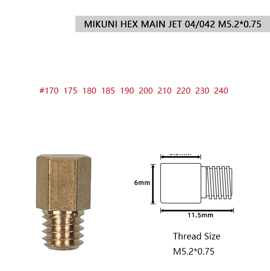 Mikuni Hex Main Jet 4/042 M5.2*0.75 170-240
