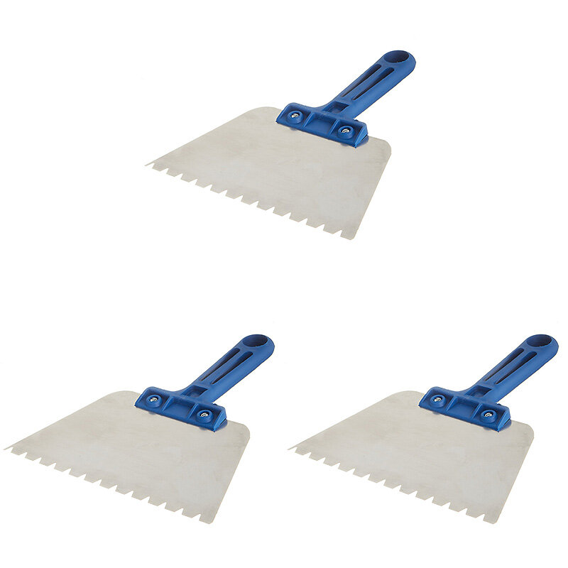 Шпатель для клея зубчатый 180 мм В15 нержавеющая сталь с пластиковой ручкой (3 шт.)