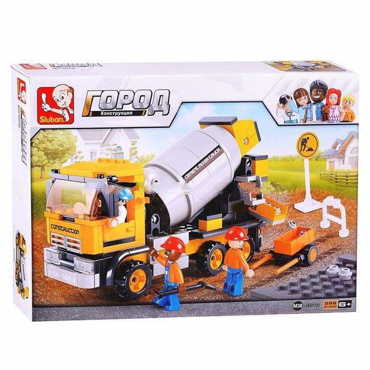 Конструктор Sluban Строительная техника. Бетоновоз, 296 дет. M38-B0550