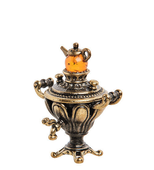 Фигурка Самовар ажурный (латунь, янтарь) AM-1281 113-704582