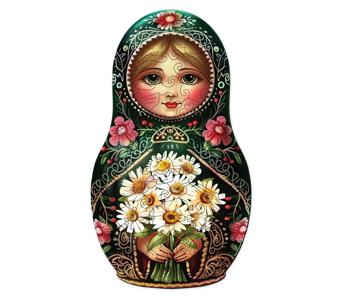 Пазл Active Puzzles "Матрёшка Изумрудная", деревянный, 70 элементов, в подарочной упаковке