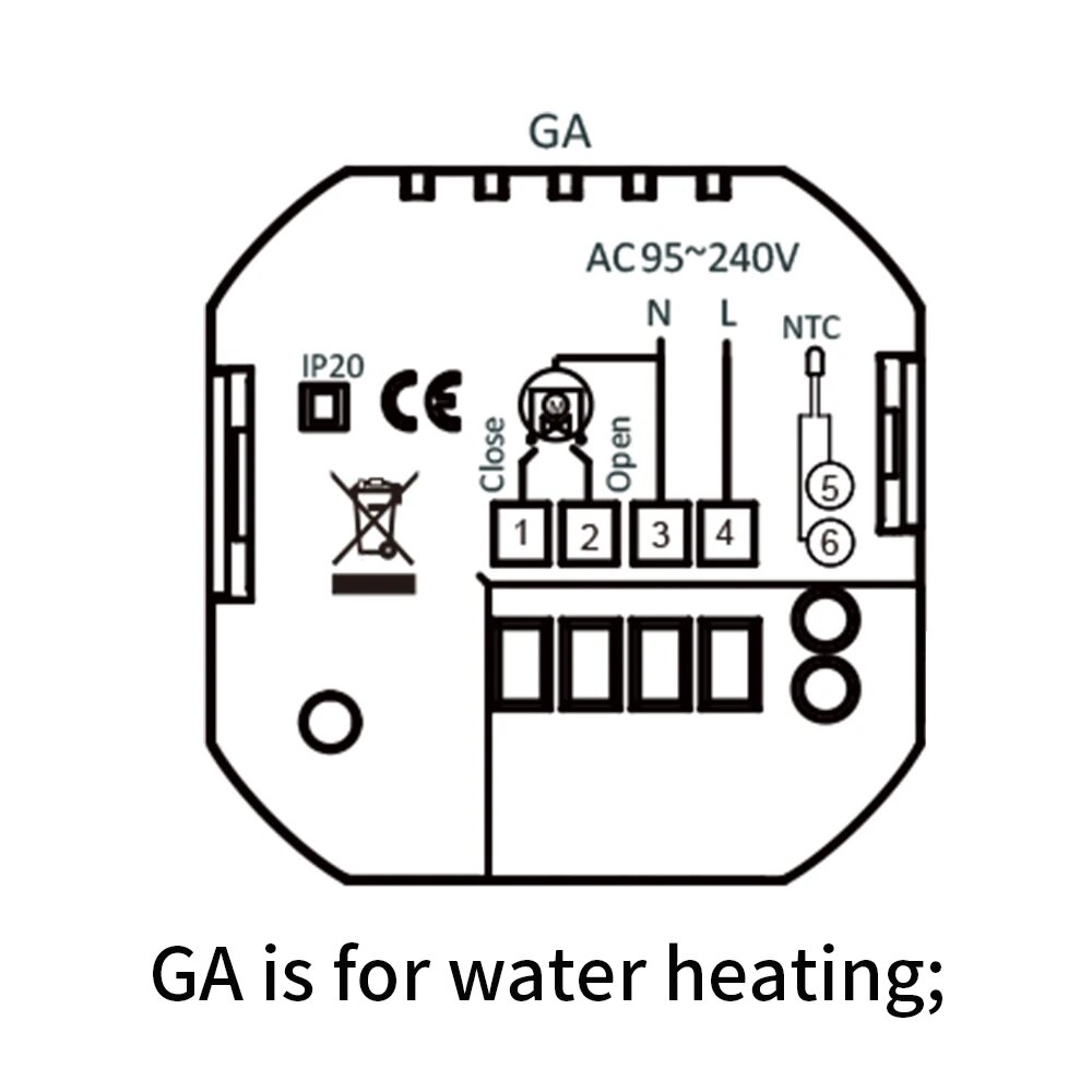 Термостат для отопления GA, AC 95~240V, Water Floor White