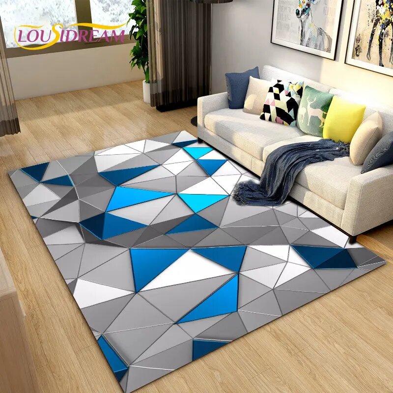 Ковёр LOUSIDREAM синий 120x160 см, 3D геометрический