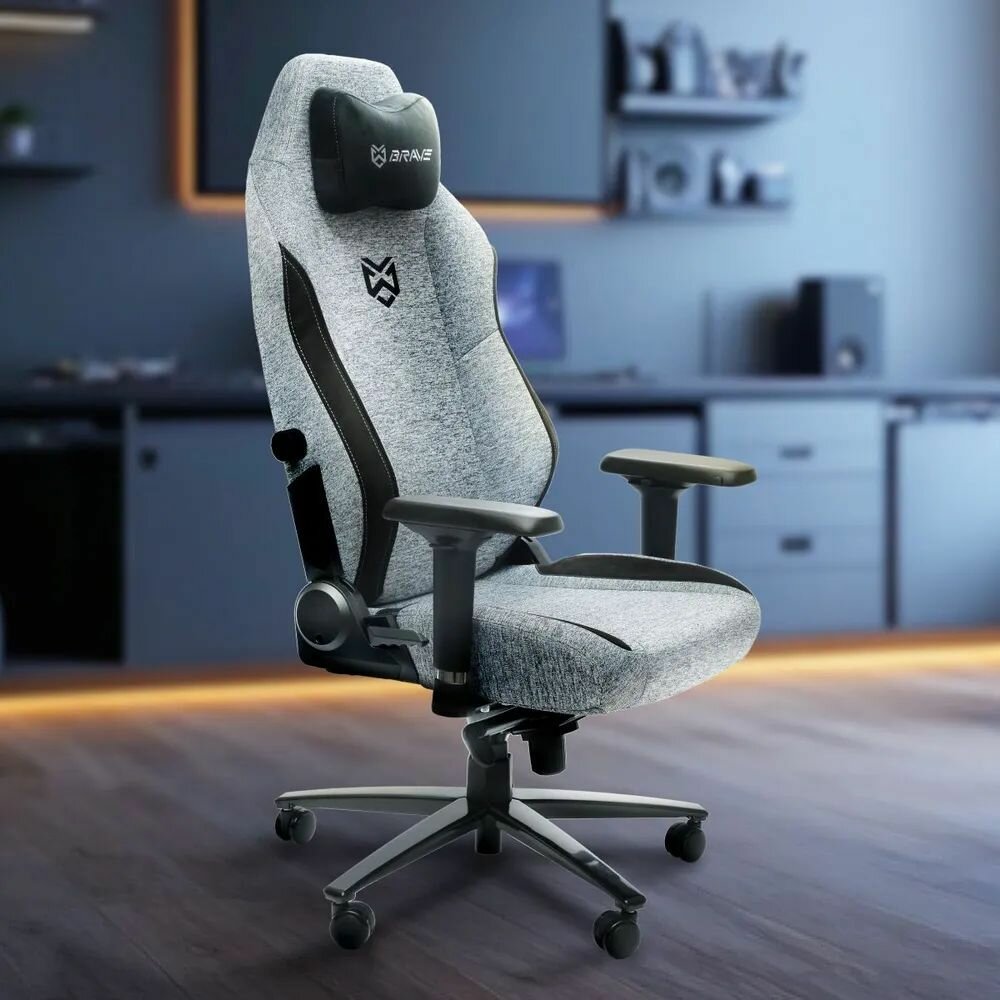 Компьютерное игровое кресло BRAVE AF-2 Troll Grey (ткань, серый)