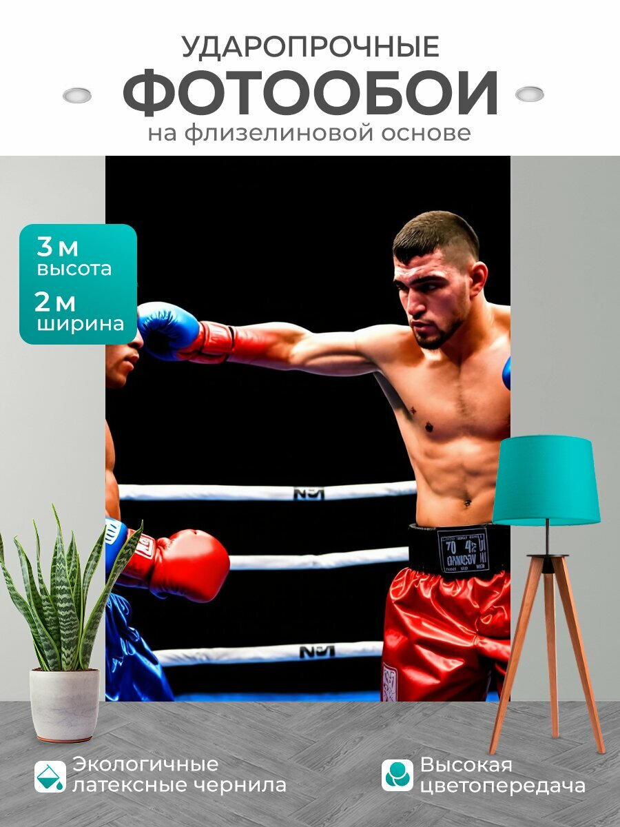 Фотообои моющиеся ударопрочные "Сцена послевоенного бокса в ретро-стиле" 200x300 см. флизелиновые на стену