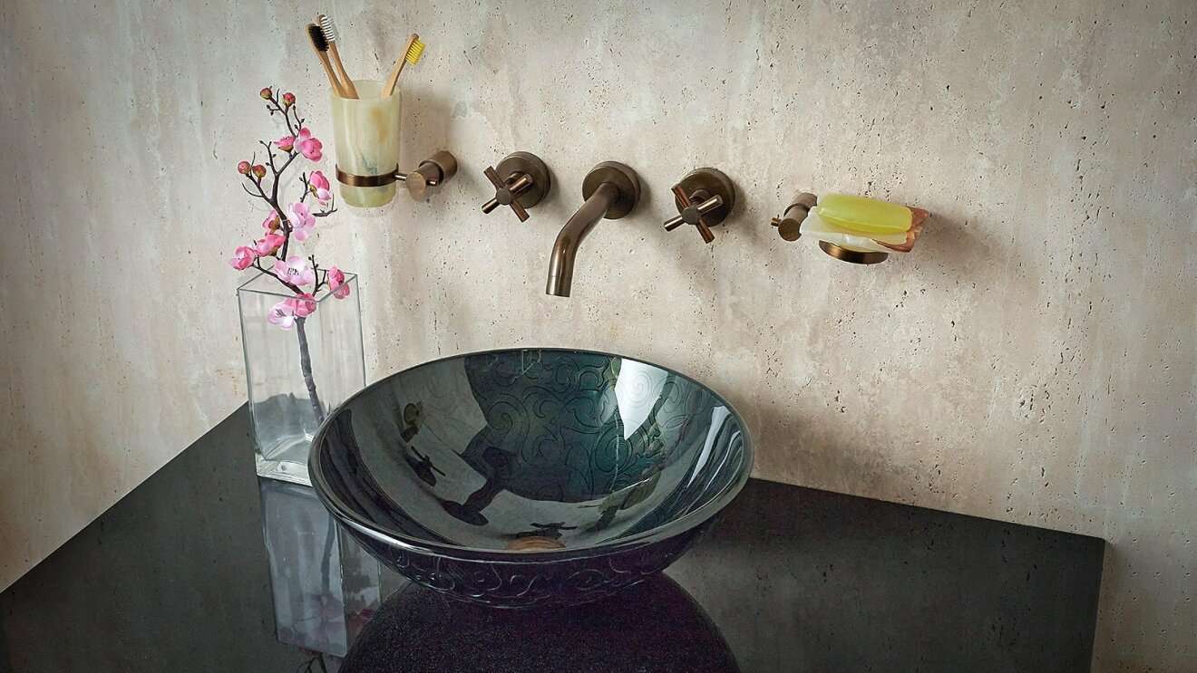 Круглая раковина из зеленого стекла Sfera 42×42×15 см 001726111