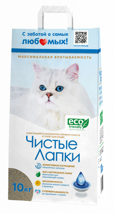 Чистые Лапки 2 шт по 10 кг комкующийся наполнитель для кошачьих туалетов
